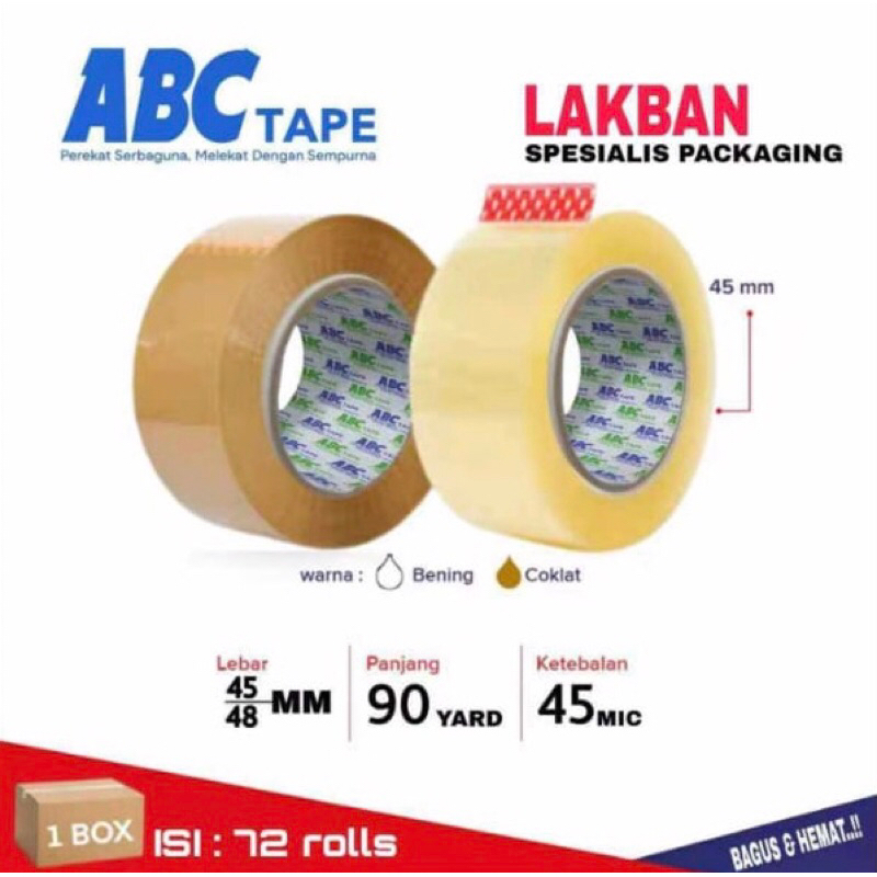 Jual Lakban ABC 90yard (Coklat & Bening) isi 6 pcs | Shopee Indonesia