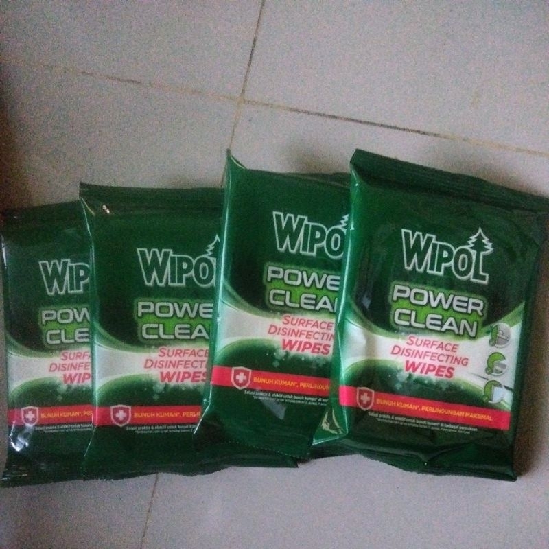 Jual wipol power clean surface disinfecting wipes isi 10 lembar 1 dus ...