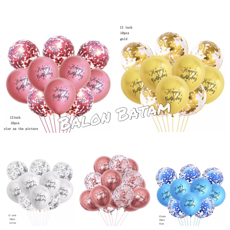 Jual Paket Balon Chrome HBD + isi confetti | Shopee Indonesia
