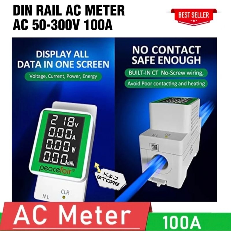 Jual Power Meter AC Din Rail MCB Digital Kwh Watt Meter Ammeter ...
