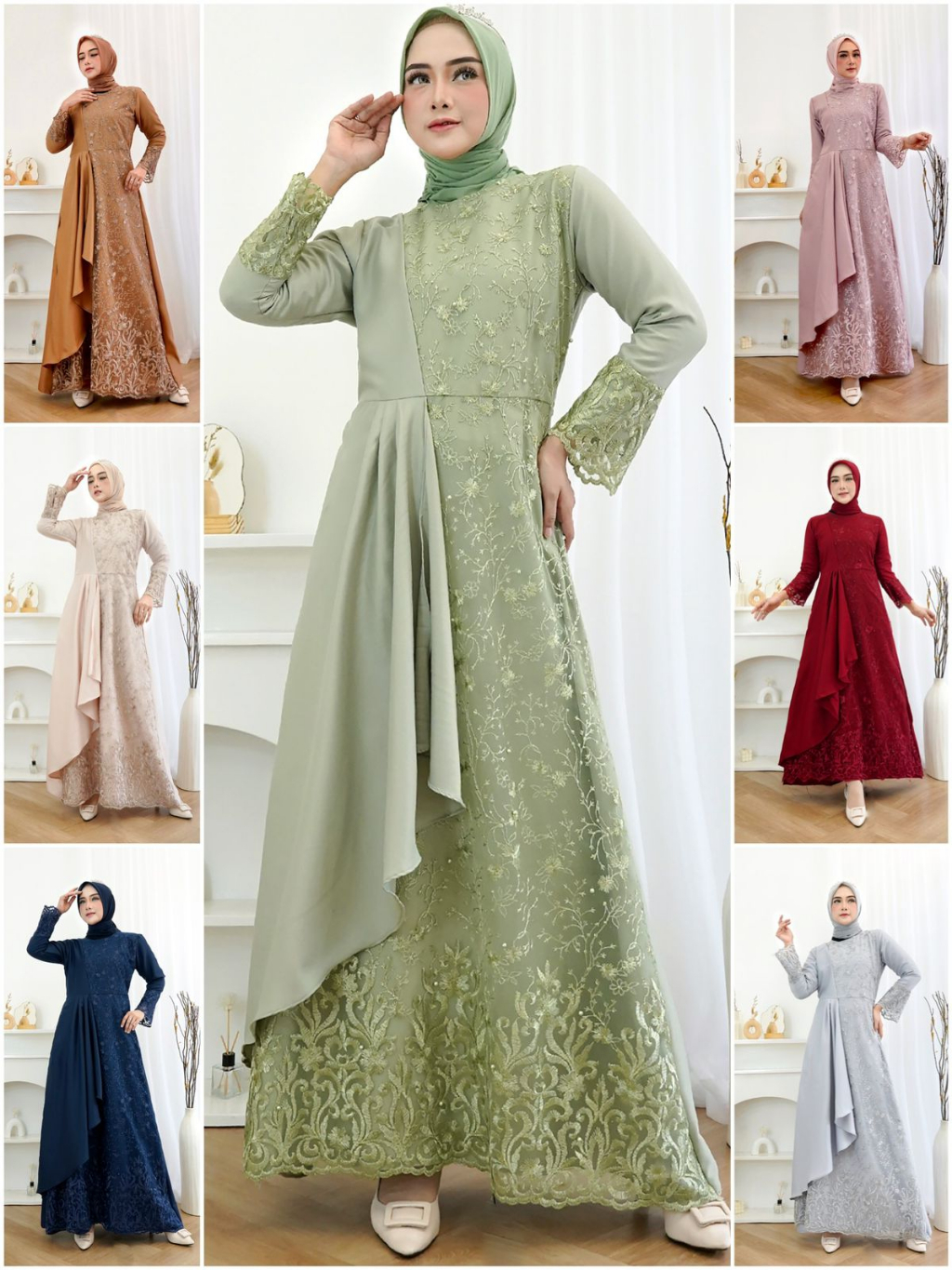 Jual (Dijamin RealPict) Gamis Mafaza Brokat TilLe Bordir Maxi Dress Lebaran Brukat Tulle Baju ...