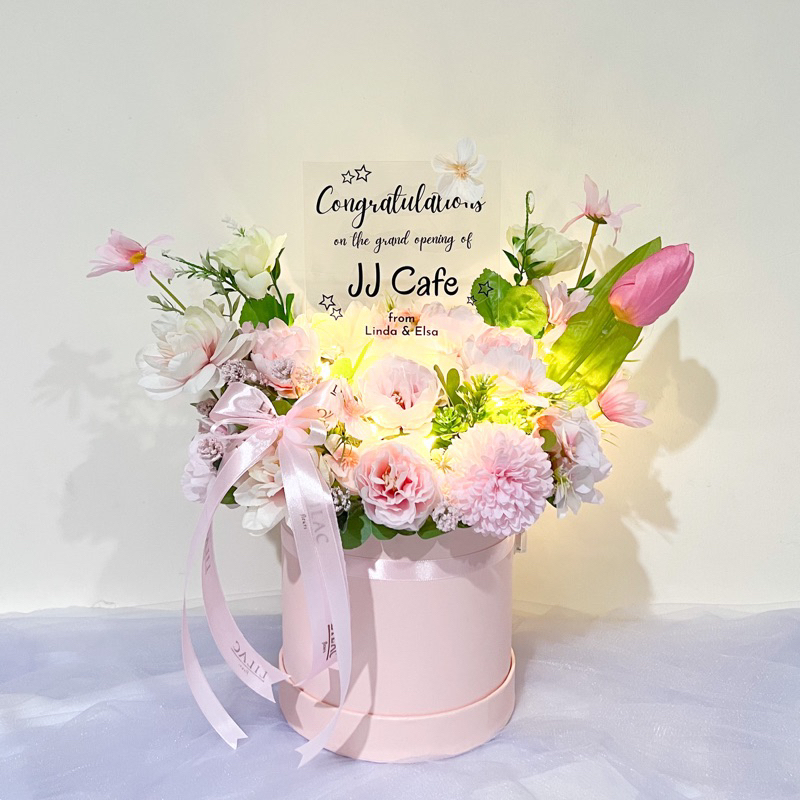 Jual La Estelle Artificial Flower Box with Acrylic Sticker Text + LED ...