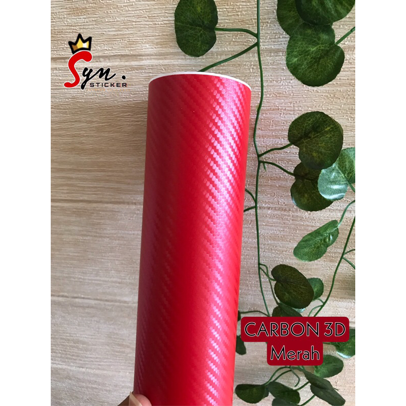Jual sticker skotlet carbon merah 3D tekstur kasar profix premium color ...