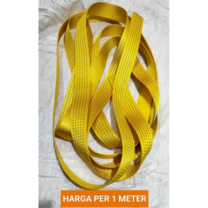 Jual tali sabuk trek belt rachet tie down kuning harga per meter, lebar ...