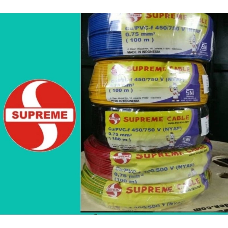 Jual Kabel Serabut Nyaf 0,75mm Suprime merah Biru Hitam Kuning-Hijau 100m | Shopee Indonesia