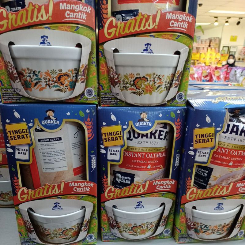 Jual Quaker oatmeal instan merah all varian BONUS MANGKOK SEGERA ORDER ...