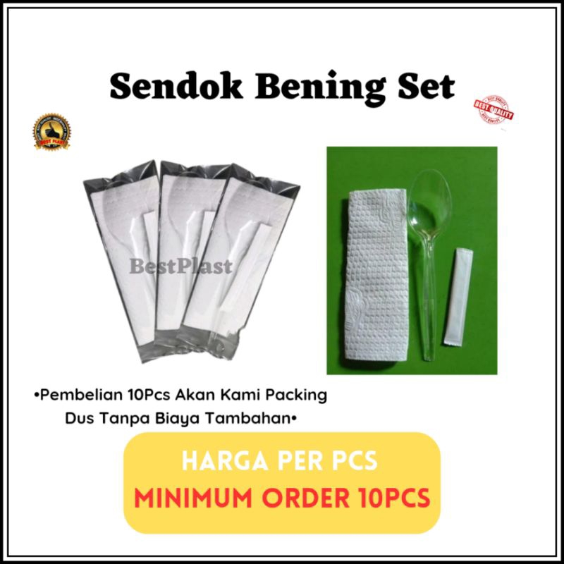 Jual catering Set/paket sendok makan plastik set Bening/Sendok Set ...