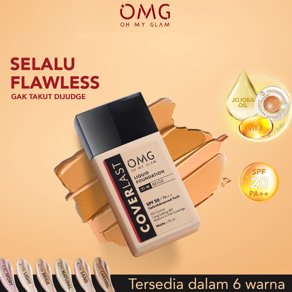 Jual OMG CoverLast Liquid Foundation || Oh My Glam || SPF 20 PA++ Oil ...