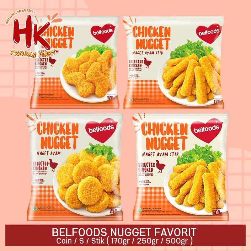 Jual Belfoods Nugget Favorit Stik S Coin 170g 250g 500g | naget ayam ...