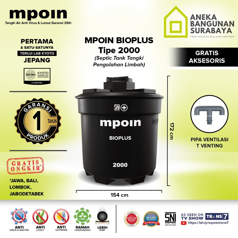 Jual MPOIN Tandon air tanam 400 UG toren tangki u ground undergroun ...