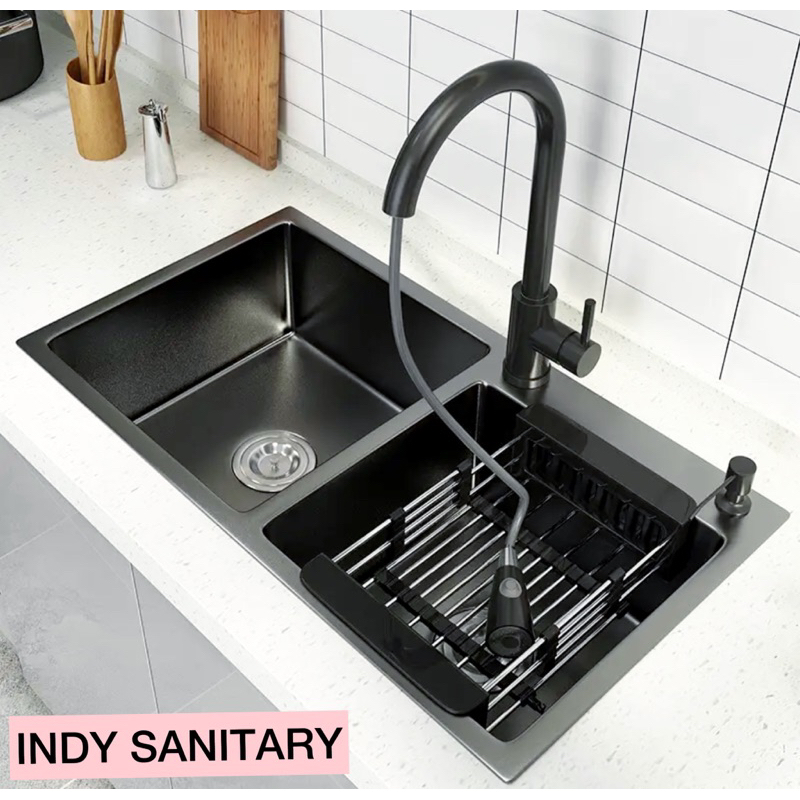 Jual PAKET LANGKAP BAK CUCIAN PIRING VELAR 8143 2 LUBANG HITAM BESAR ...