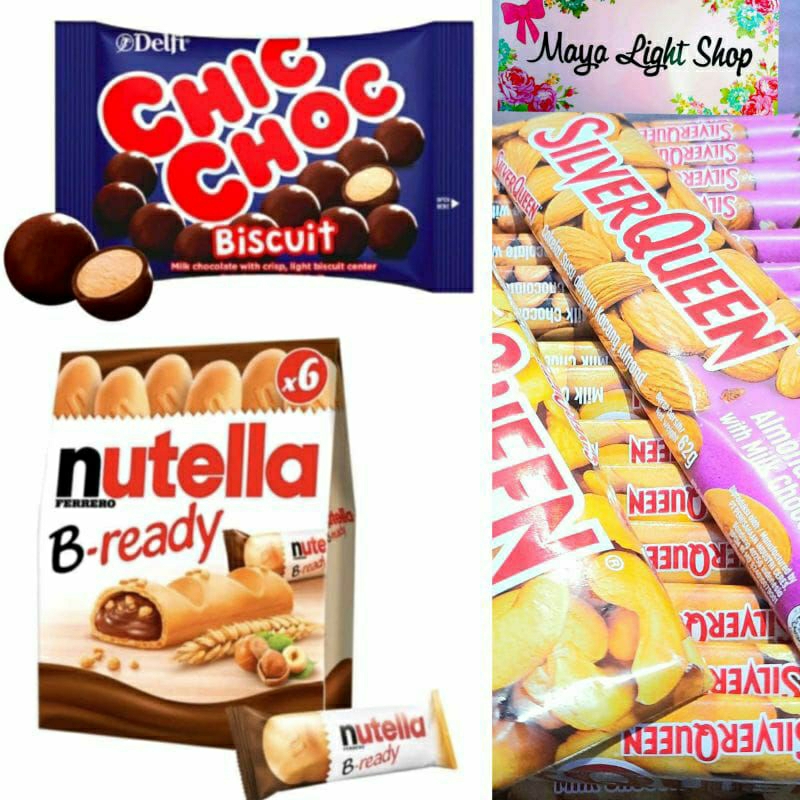 Jual Promo coklat nutella b ready chic choc delfi silverqueen almond ...