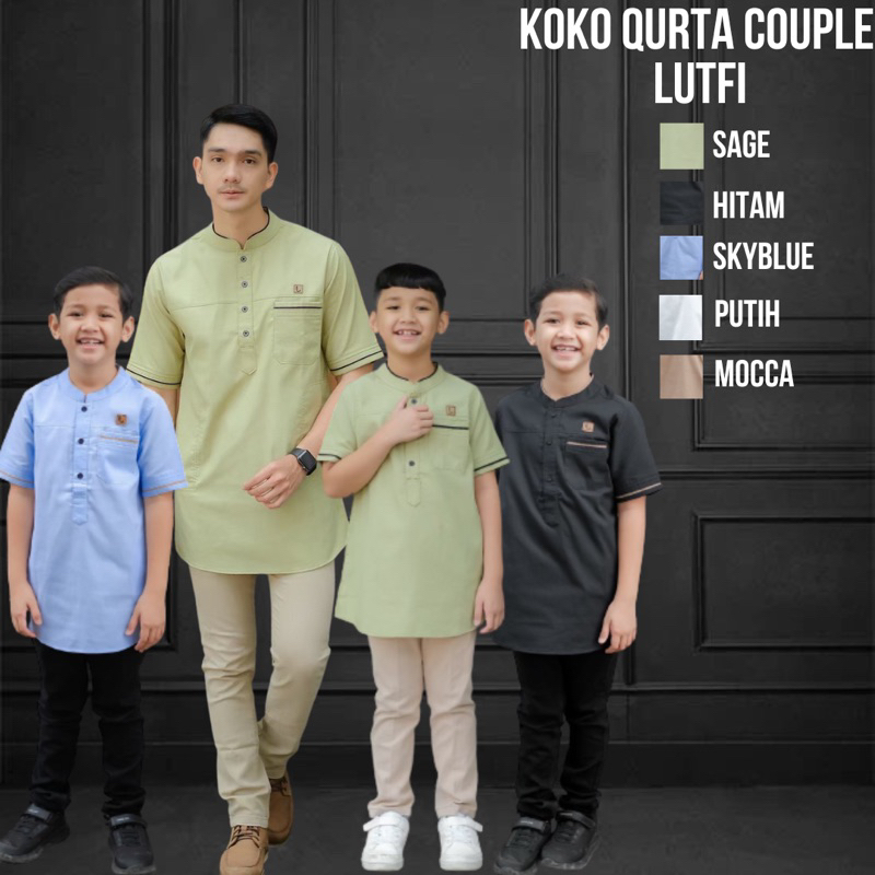 Jual Koko qurta couple ayah dan anak hijau sage luthfi(bisa gosend ...