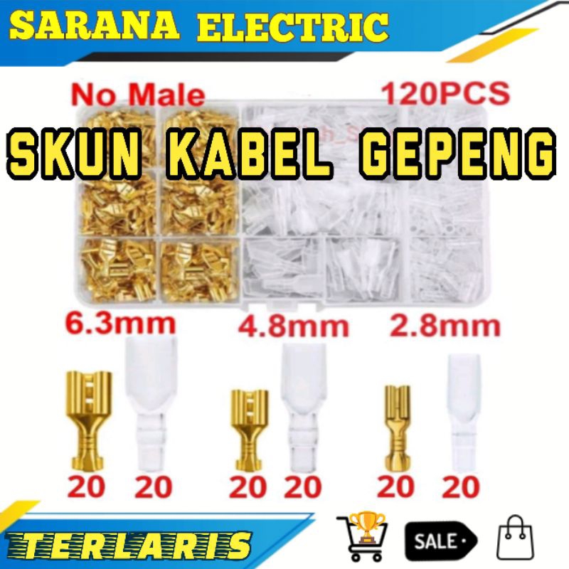 Jual SKUN KABEL GEPENG TERMINAL WIRE CRIMP CONNECTOR SPADE KIT 120PCS ...