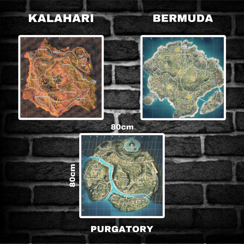 Jual CETAK SPANDUK MAP PETA FREE FIRE KALAHARI BERMUDA PURGATORY MAP FF ...