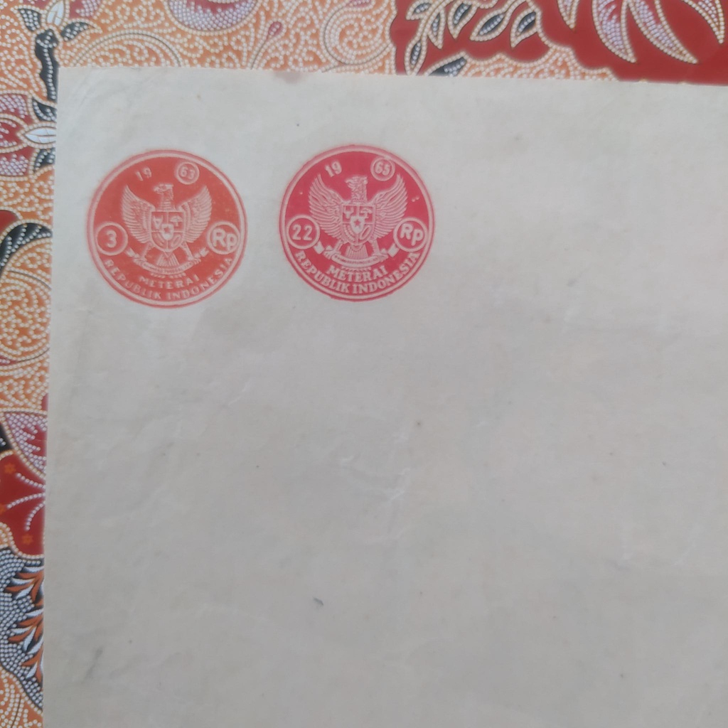 Jual Kertas Segel Kuno Rp 3 Tahun 1963 dan Rp 22 Tahun 1965 Double Logo ...