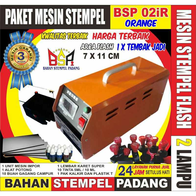 Jual MESIN STEMPEL FLASH IMPOR BSP 02iR ORANGE PAKET LENGKAP | Shopee ...