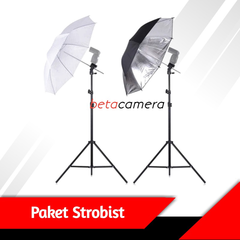 Jual Paket lengkap Murah Lightstand + Payung Putih / hitam 33" + Flash ...