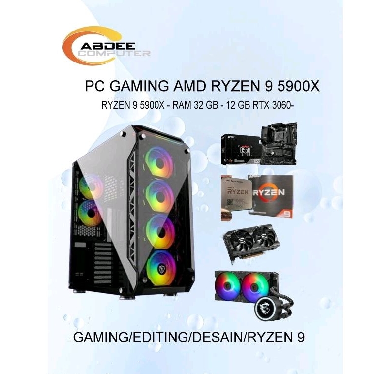 Jual PC GAMING RYZEN 9 5900X RAM 32 GB NVME 256 GB VGA 12 GB RTX 3060 ...