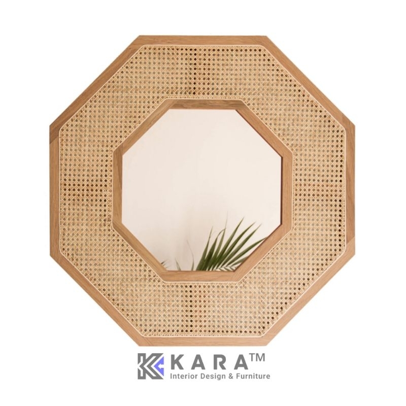 Jual Cermin Hexagonal Frame Anyaman Rotan / Cermin Dinding / Cermin ...