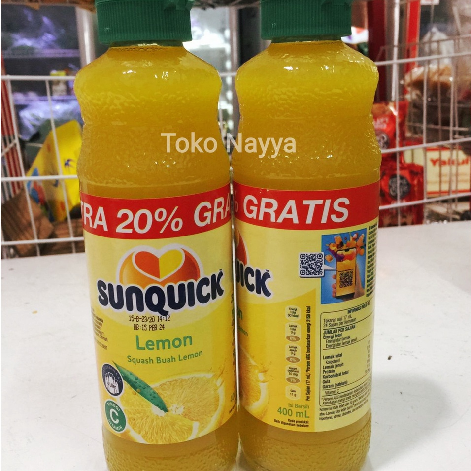 Jual SUNQUICK Lemon Squash Buah Lemon 400 ml | Shopee Indonesia