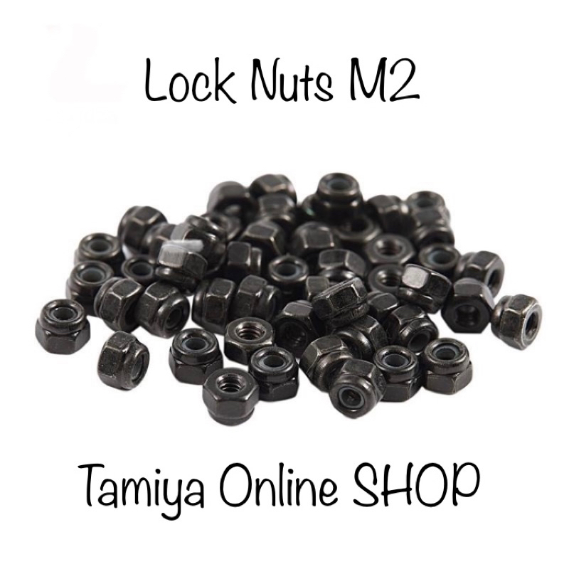 Jual Rep. Tamiya Lock Nuts Black M2 Zinc Plated Self locking Nylon ...