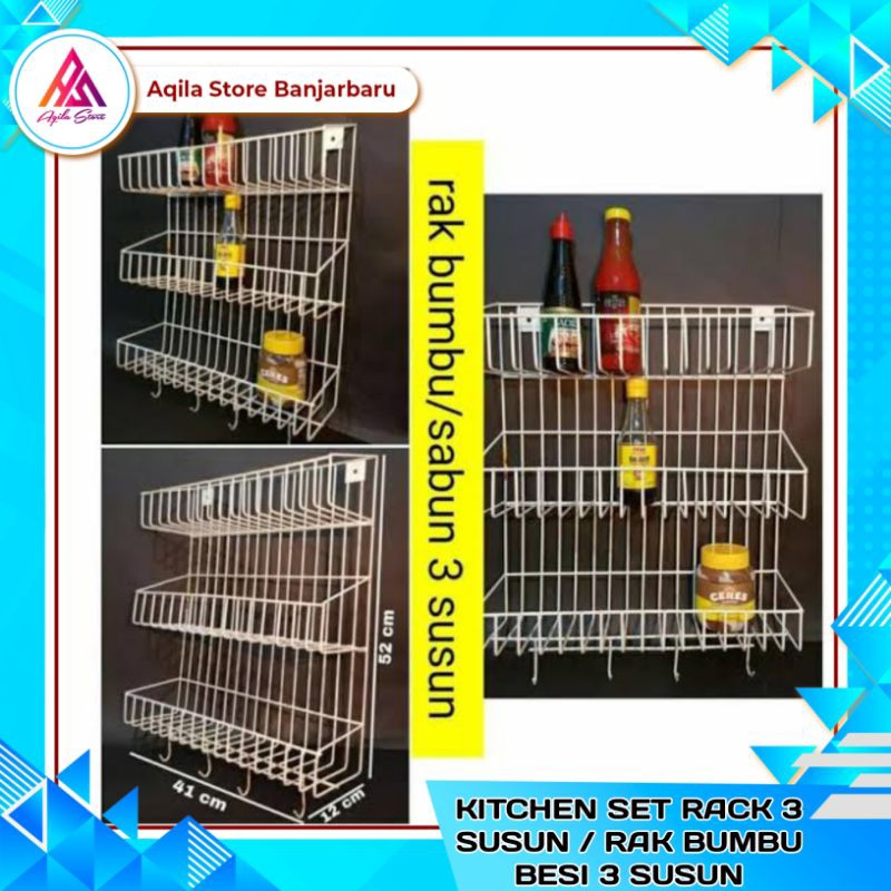 Jual Kitchen Set Rack 3 Susun / Rak Botol Susun 3 / Rak Dapur Gantung 3 ...
