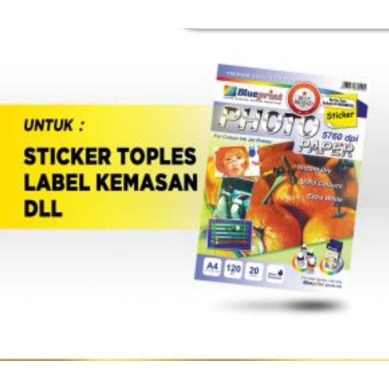 Jual Kertas Stiker Glossy / Sticker Glossy Photo Paper BLUEPRINT A4 ...