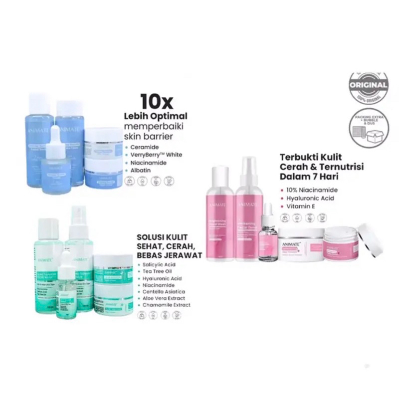 Jual Animate Instant Whitening series 5in1 / Animate Facial essence ...