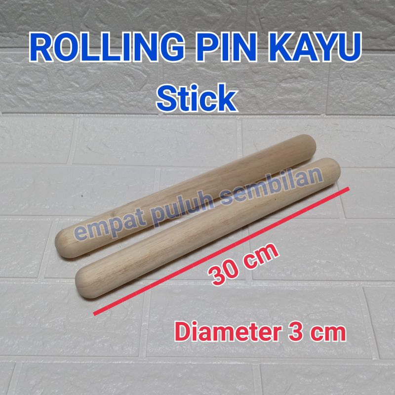 Jual rolling pin kayu JATI / gilisan stick / stik adonan / rolling pin ...