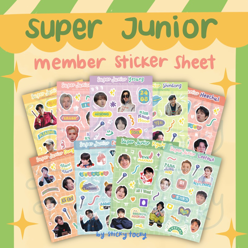 Jual Super Junior Sticker Sheet A6 Kiss Cut Stiker (Updated Design ...