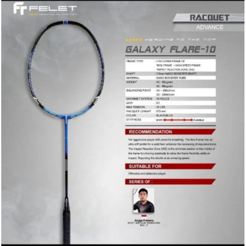Jual Raket Badminton Felet Aeromars 10 / Galaxy Flare 10 ( ORIGINAL ...