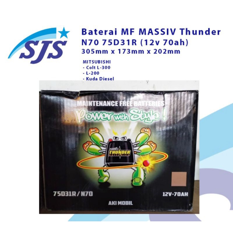 Jual Aki Kering Massive Thunder N70 12v 70ah mobil isuzu Elf | Shopee ...