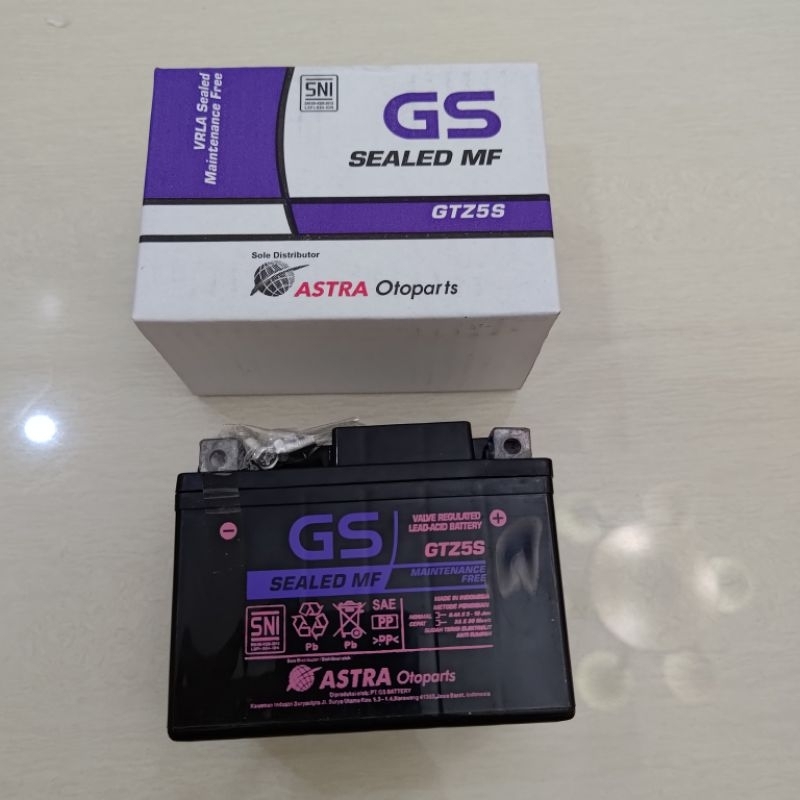 Jual Aki Motor GS Astra GTZ5S Accu Kering Vario Beat FI Scoopy Spacy F1 Blade Revo Supra X 125 ...