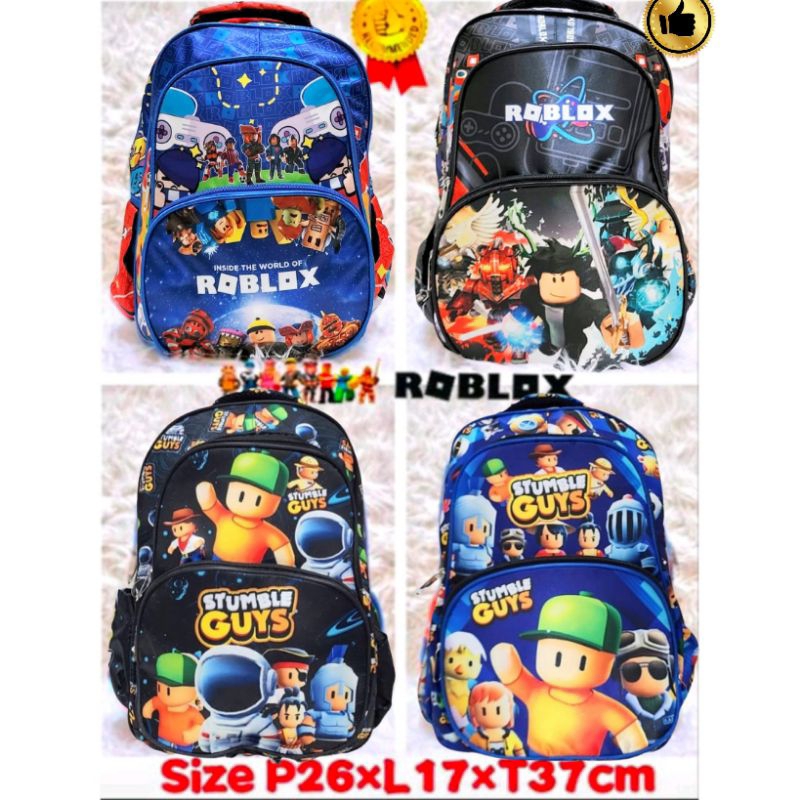 Jual Tas Anak Tk & Sd,motif gambar ROBLOX & STUMBLE dan DINO berbahan ...