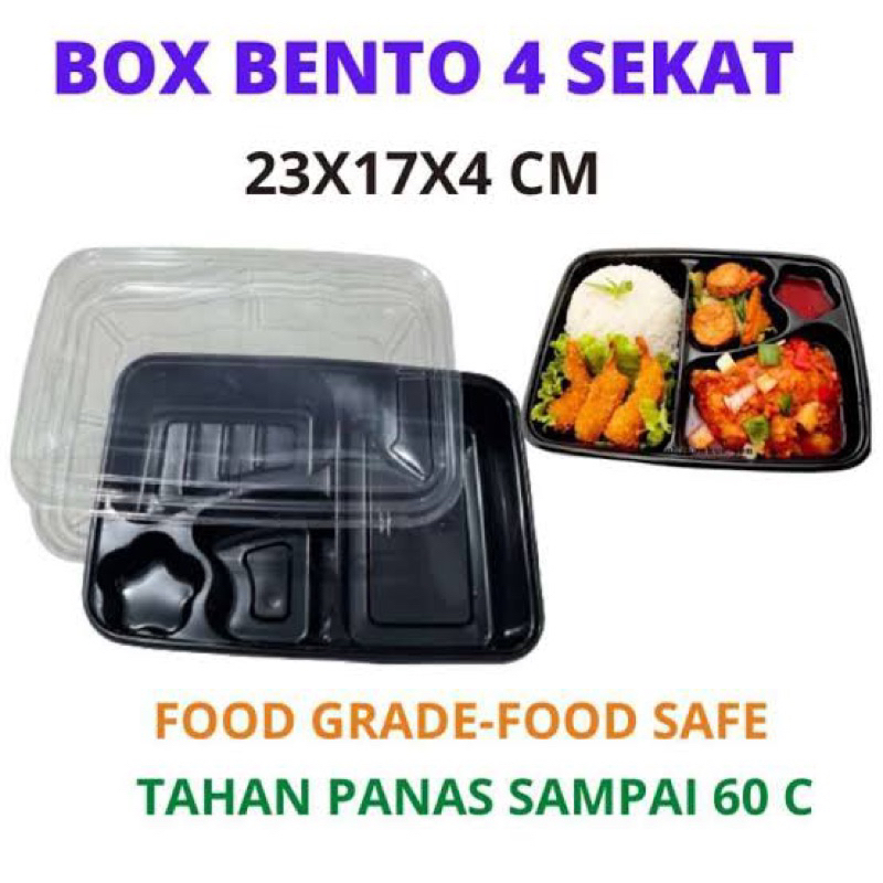 Jual Bento box/kotak bento mika sekat 4 (1pack 10pc) | Shopee Indonesia