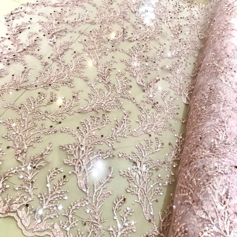 Jual Kain tulle bordir sequin motif akar merambat | Shopee Indonesia