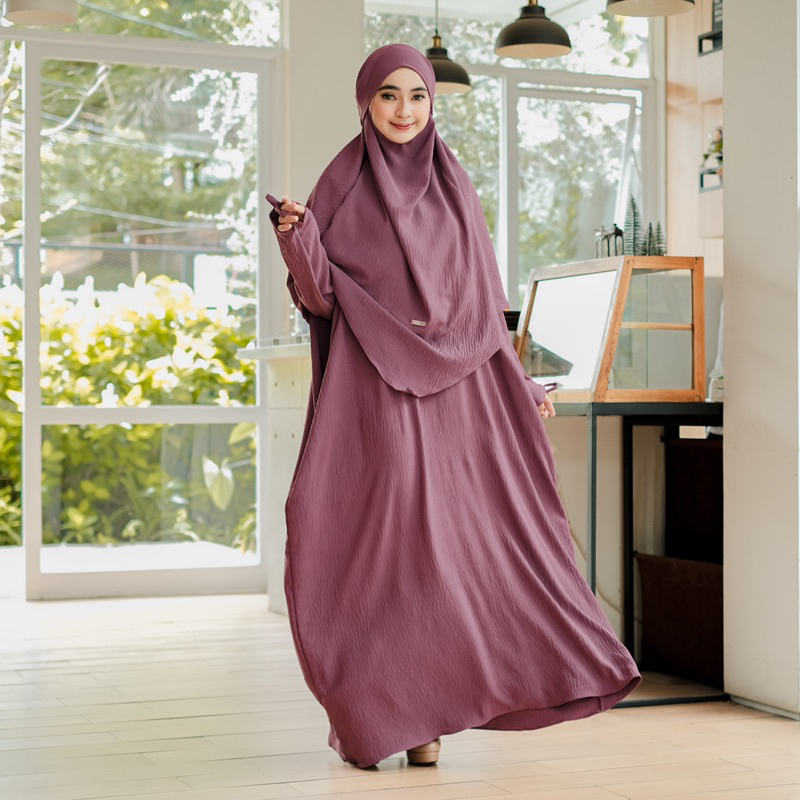 Jual Naura Abaya Set French Khimar Cadar Crinkle Airflow by JABAYASKA ...