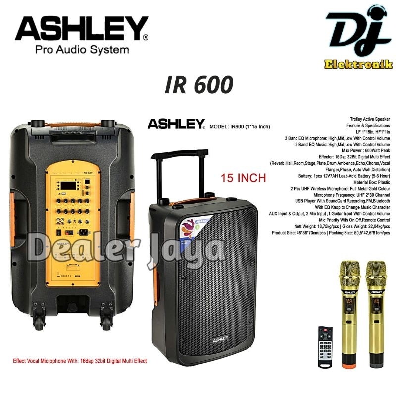 Jual Speaker Portable Ashley IR 600 / IR600 - 15 inch | Shopee Indonesia