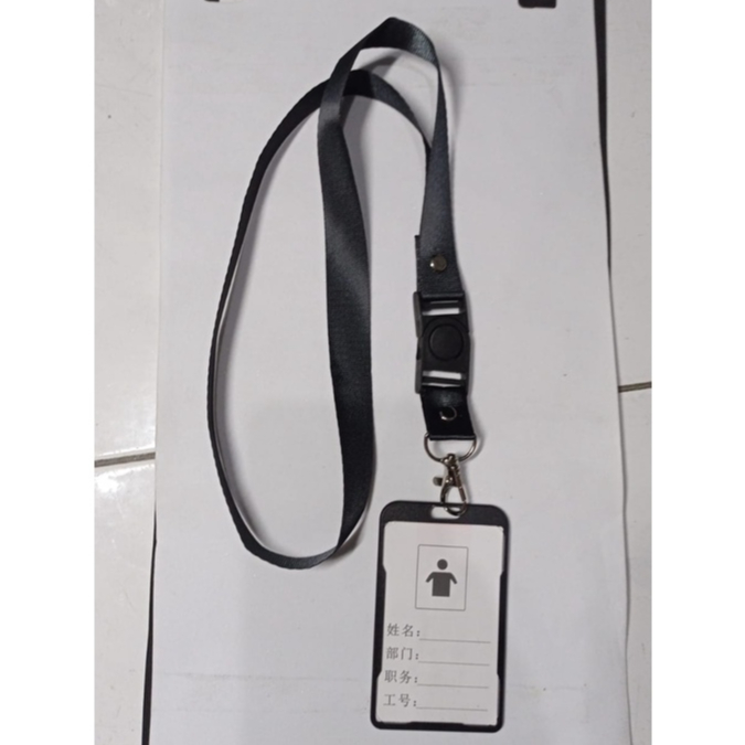 Jual Tali Id Card 2cm Set Plus Tempat Id Card Alumunium Alloy Gantungan ...