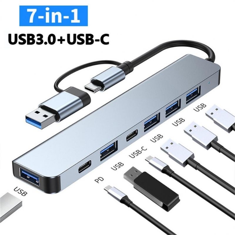 Jual 7 in 1 Hub USB 3.0 + type c Docking 7 Port converter for MacBook ...