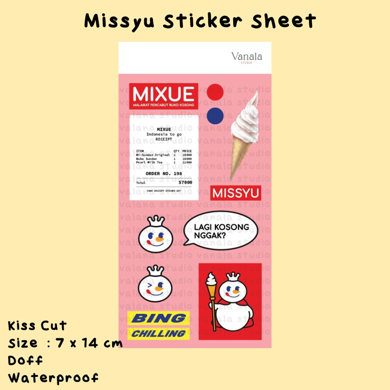 Jual Mixue Sticker Set / Sticker Sheet Mixue / Sticker Tumblr / Sticker ...