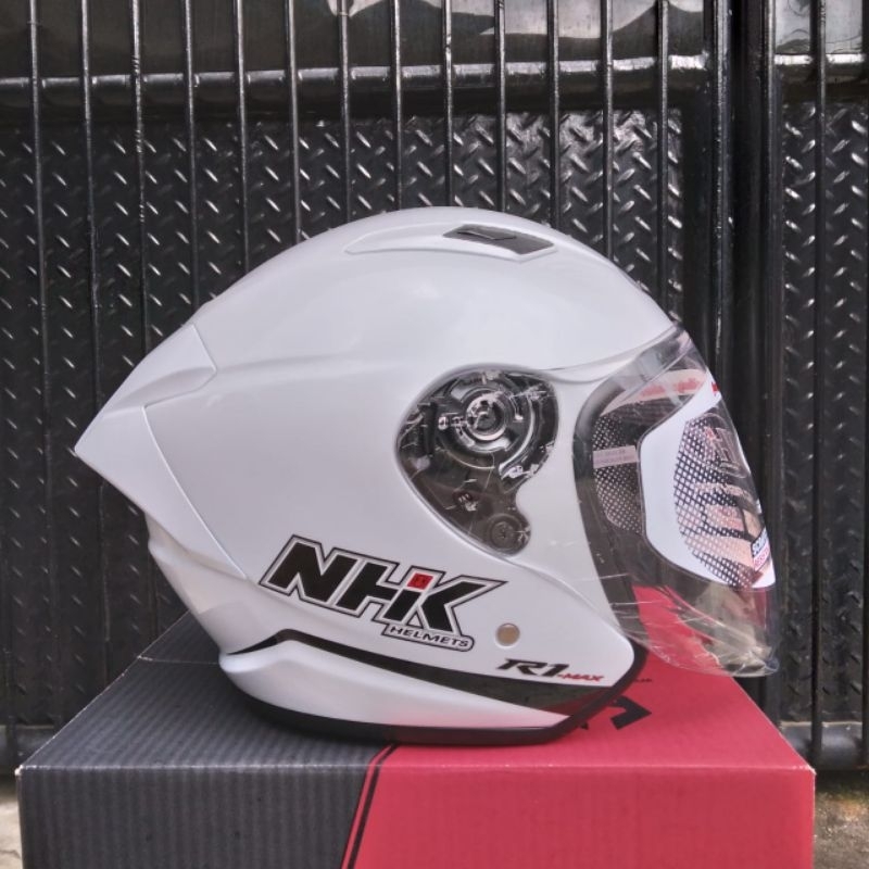 Jual HELM NHK R1 R-1 MAX SERIES STAR WHITE SOLID DOUBLE VISOR ORIGINAL ...