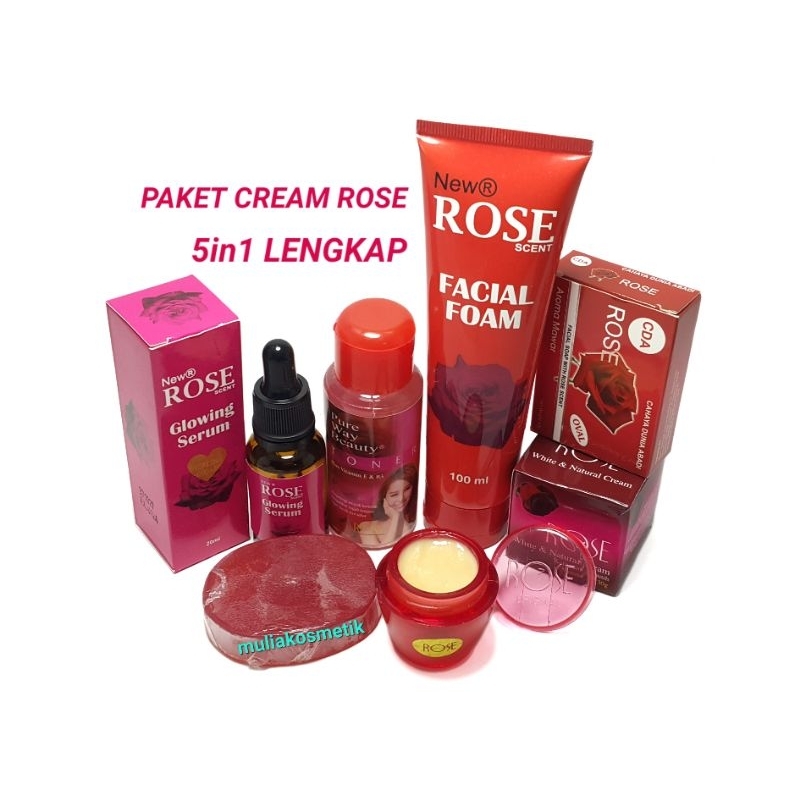 Jual PAKET CREAM ROSE LENGKAP 5in1 (FACIAL FOAM) | Shopee Indonesia