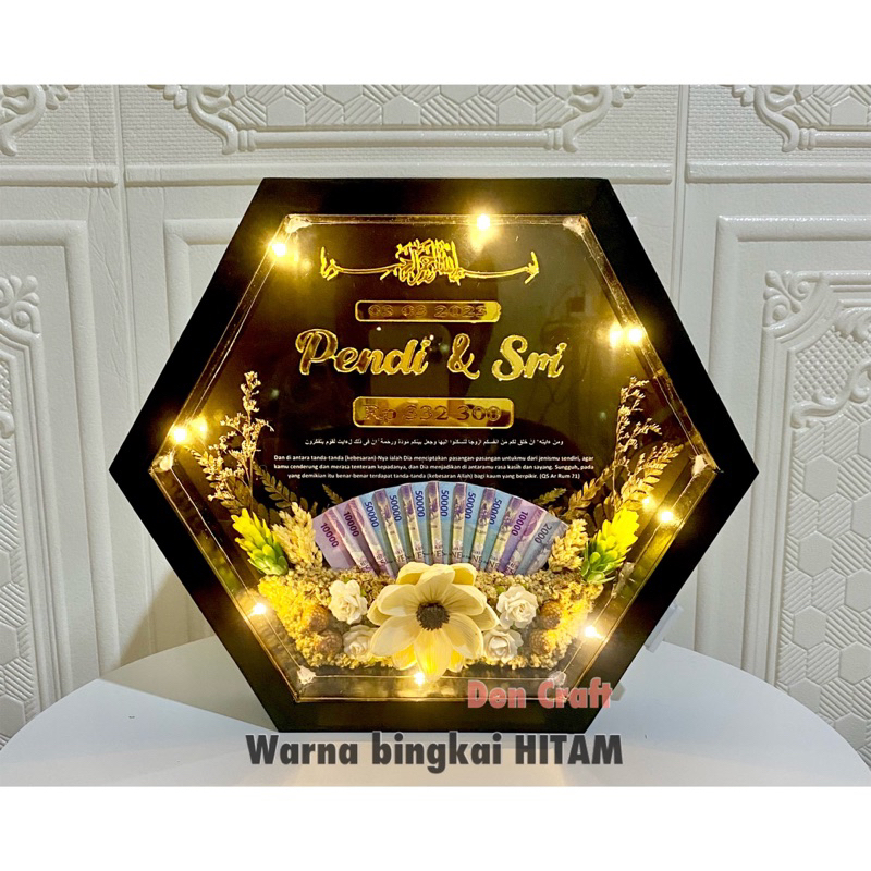 Jual CUSTOM MAHAR PERNIKAHAN BINGKAI HEXAGON BAHAN RUSTIC / Bingkai Mahar Pernikahan Segi Enam ...