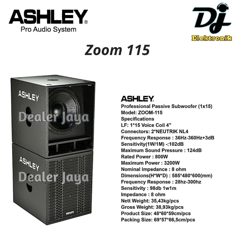 Jual Speaker Subwoofer Ashley ZOOM 115 / ZOOM115 - 15 inch Pasif ...