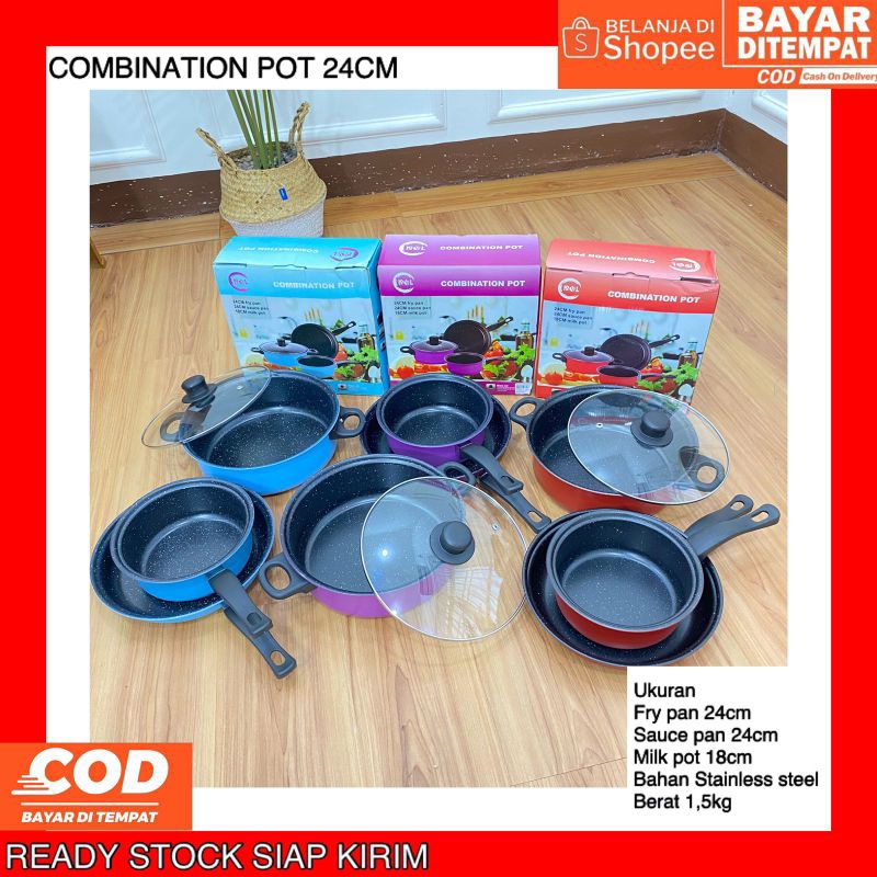 Jual 26 PANCI COMBINATION POT SET 3 IN 1 || PANCI ANTI LENGKET || PANCI ...