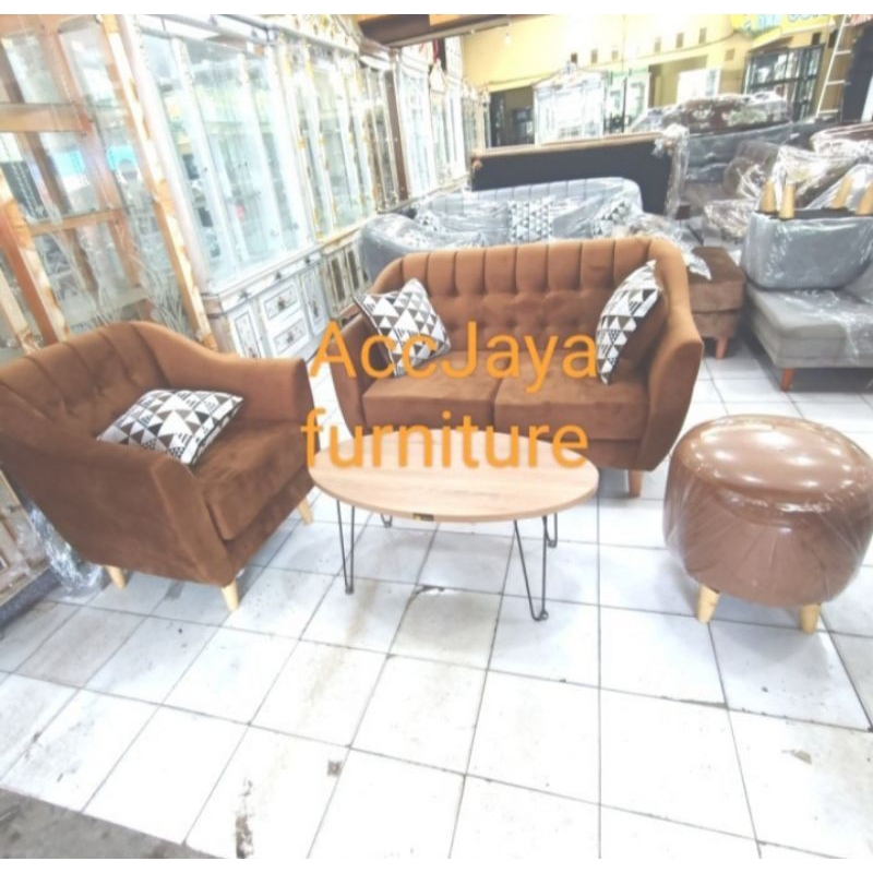 Jual Sofa retro 2+1+ puff + meja / satu set | Shopee Indonesia