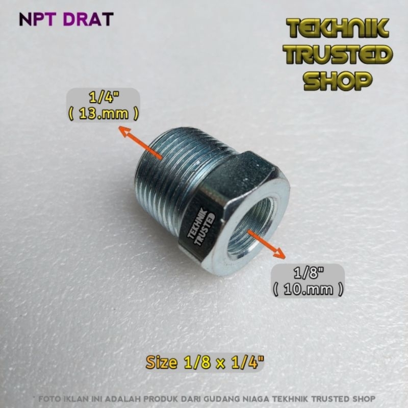 Jual Vlock ring nepel drat NPT Female 1/8 x 1/4" Male flok bushing ...