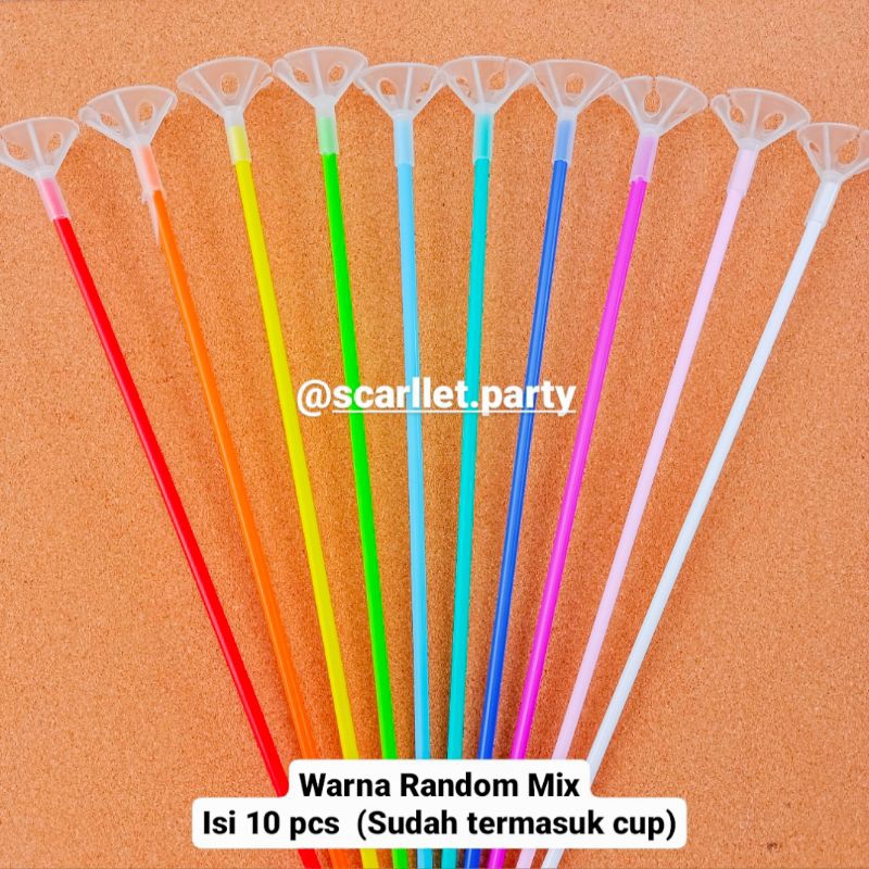 Jual STIK BALON ISI 10 GAGANG BALON TANGKAI GAGANG BATANG BALON KARET ...